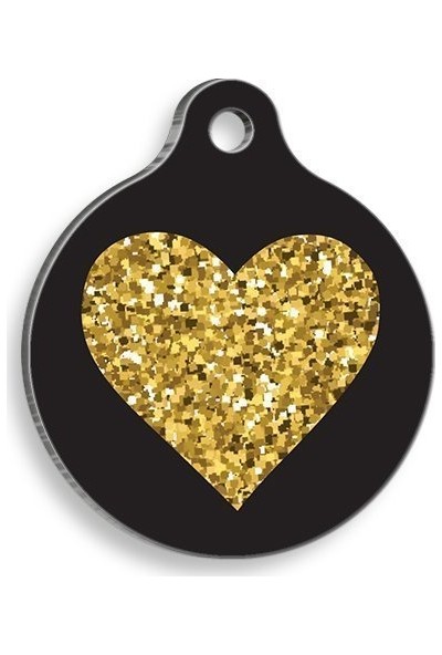 Pet Tag Art Altın Işıltılı Siyah Kalp Yuvarlak Kedi ve Köpek Künyesi Large: 3,8 Cm. Pet Tag Art Altın Işıltılı Siyah Kalp Yuvarlak Kedi ve Köpek Künyesi Large: 3,8 Cm.