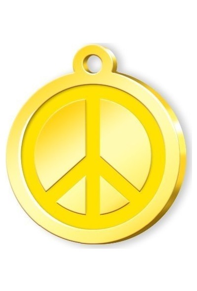Pet Tag Art Altın Kaplama Dünya Barışı Künye - Sarı Pet Tag Art Altın Kaplama Dünya Barışı Künye - Sarı