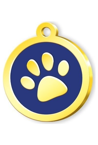 Pet Tag Art Altın Kaplama Pati Künye - Mavi