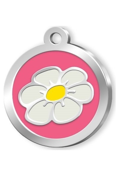 Pet Tag Art Mineli Seri Papatya Desenli Künye Pembe Pet Tag Art Mineli Seri Papatya Desenli Künye Pembe