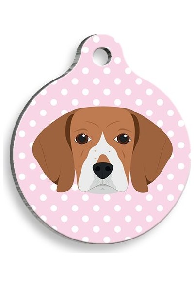 Pet Tag Art Pembe Puantiyeli Beagle Yuvarlak Köpek Künyesi Small 2,5 cm Pet Tag Art Pembe Puantiyeli Beagle Yuvarlak Köpek Künyesi Small 2,5 cm