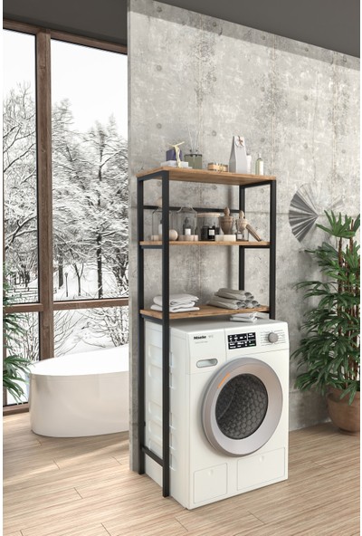 Webreyon Çamaşır Makinesi Üstü Banyo Rafı Ceviz