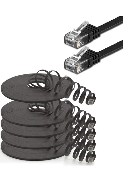 IRENIS 5 Adet CAT6 Yassı Ethernet (Network, LAN) Kablosu, Siyah, 1 metre IRENIS 5 Adet CAT6 Yassı Ethernet (Network, LAN) Kablosu, Siyah, 1 metre