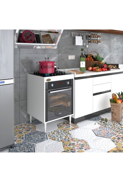 Kenzlife ankastre modülü kabini volfram byz fırın ocak dolabı ayarlı ayaklı