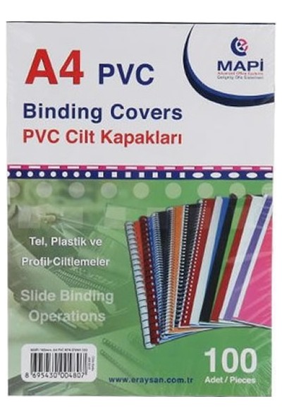 Mapi 350 Micron Pvc Kapak A4 Siyah - Beyaz 100'lü