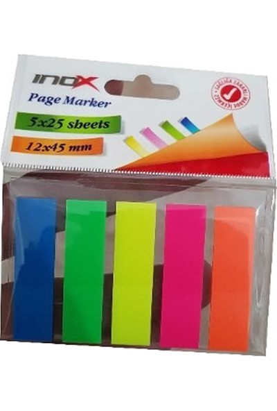 Inox Notes 5 Renk 25 Yaprak Yapışkanlı Not Kağıdı 12 x 45 mm Inox Notes 5 Renk 25 Yaprak Yapışkanlı Not Kağıdı 12 x 45 mm