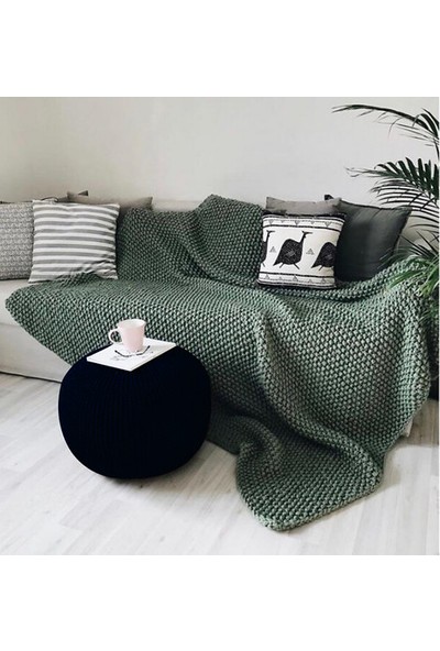 Mağaza Nar Modern Dekoratif El Örmesi Puf Siyah (Xs)