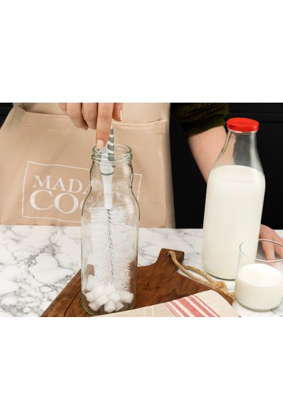 Madame Coco Graque Biberon Fırçası - Beyaz / Gri