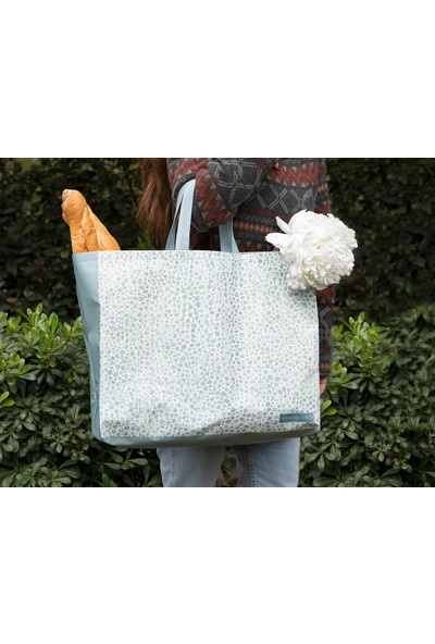 Madame Coco Marsilya Alışveriş Çantası - Mavi / Beyaz