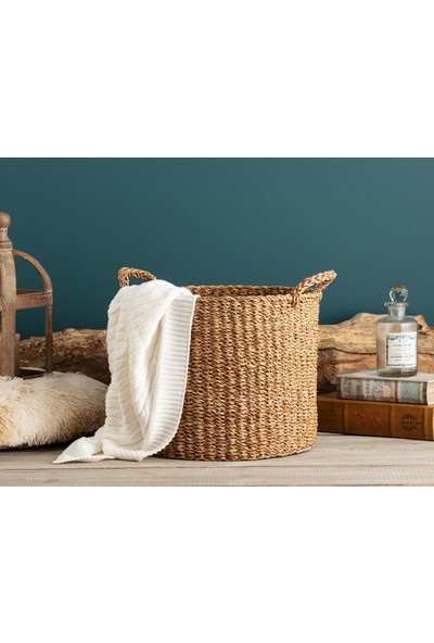 Madame Coco Ciana Kulplu Yuvarlak Hasır Sepet