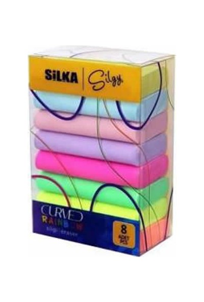 Si̇lka Art 51 Curved Rainbow Neon Pastel Silgi 8'li Si̇lka Art 51 Curved Rainbow Neon Pastel Silgi 8'li
