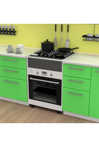 Kenzlife ankastre modülü kabini erbiyum gri fırın ocak dolabı tekerlekli üstten