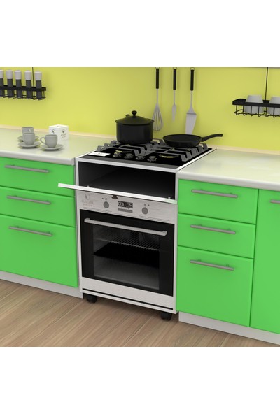 Kenzlife ankastre modülü kabini indiyum gri kapaklı fırın ocak dolabı tekerlekli üstten