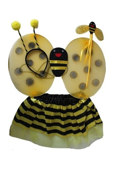 Fun World Arı Kostüm Set Kanat - Etek - Taç - Asa 4'lü Set