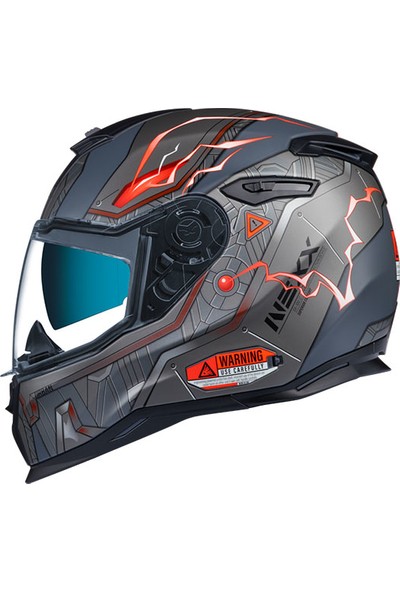 Nexx SX.100 Gigabot Mat Gri-Kırmızı Kask