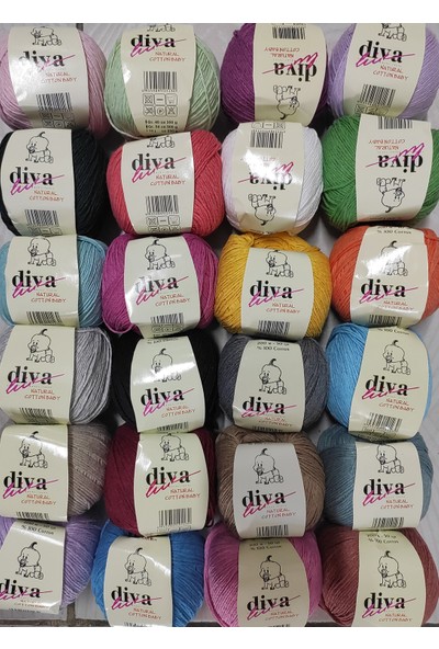 Diva 24 Adet Natural Cotton Baby Bebe Amigurumi Ipi Seti El Örgü Ipliği