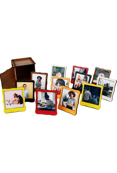 Make in Wood Ahşap Kutulu 12 Fotoğraflı Renkli Mini Polaroid Çerçeveler Make in Wood Ahşap Kutulu 12 Fotoğraflı Renkli Mini Polaroid Çerçeveler