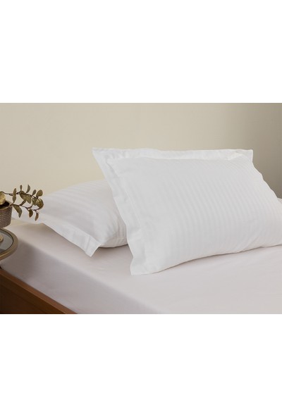 English Home Crystal Ipeksi Twill 2'li Kulaklı Yastık Kılıfı 50X70 cm Beyaz