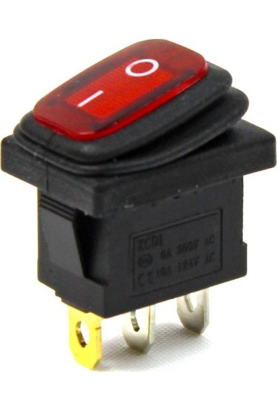 Kampa Körüklü Işıklı Anahtar Kırmızı, On-Off 3 Pin - Düğme Buton Switch Kampa Körüklü Işıklı Anahtar Kırmızı, On-Off 3 Pin - Düğme Buton Switch