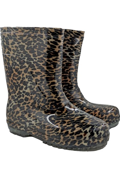 Fafatara Kadın Leopar Desenli Su Geçirmez Kaymaz Taban Çizme Fafatara Kadın Leopar Desenli Su Geçirmez Kaymaz Taban Çizme