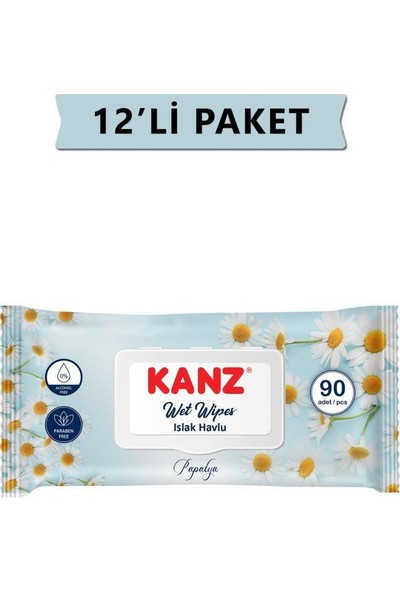 Kanz Islak Havlu Mendil Papatya 90'lı X12