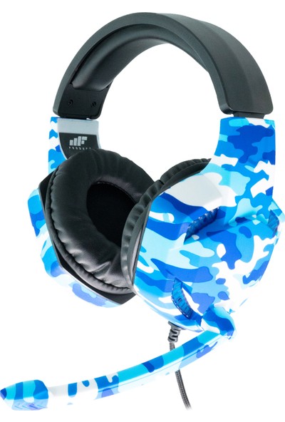 MF Product Strike 0540 Kablolu Kulak Üstü Kamuflajlı Oyuncu Kulaklığı Mavi