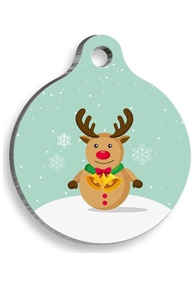 Pet Tag Art Christmas Serisi Deer Comics Yuvarlak Kedi ve Köpek Künyesi