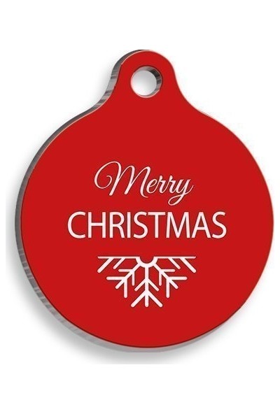 Pet Tag Art Christmas Serisi Merry Christmas Letter Yuvarlak Kedi ve Köpek Künyesi