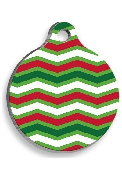 Pet Tag Art Christmas Serisi Pattern Yuvarlak Kedi ve Köpek Künyesi