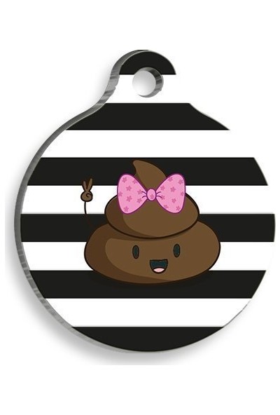 Pet Tag Art Miss Poop Yuvarlak Kedi ve Köpek Künyesi Pet Tag Art Miss Poop Yuvarlak Kedi ve Köpek Künyesi