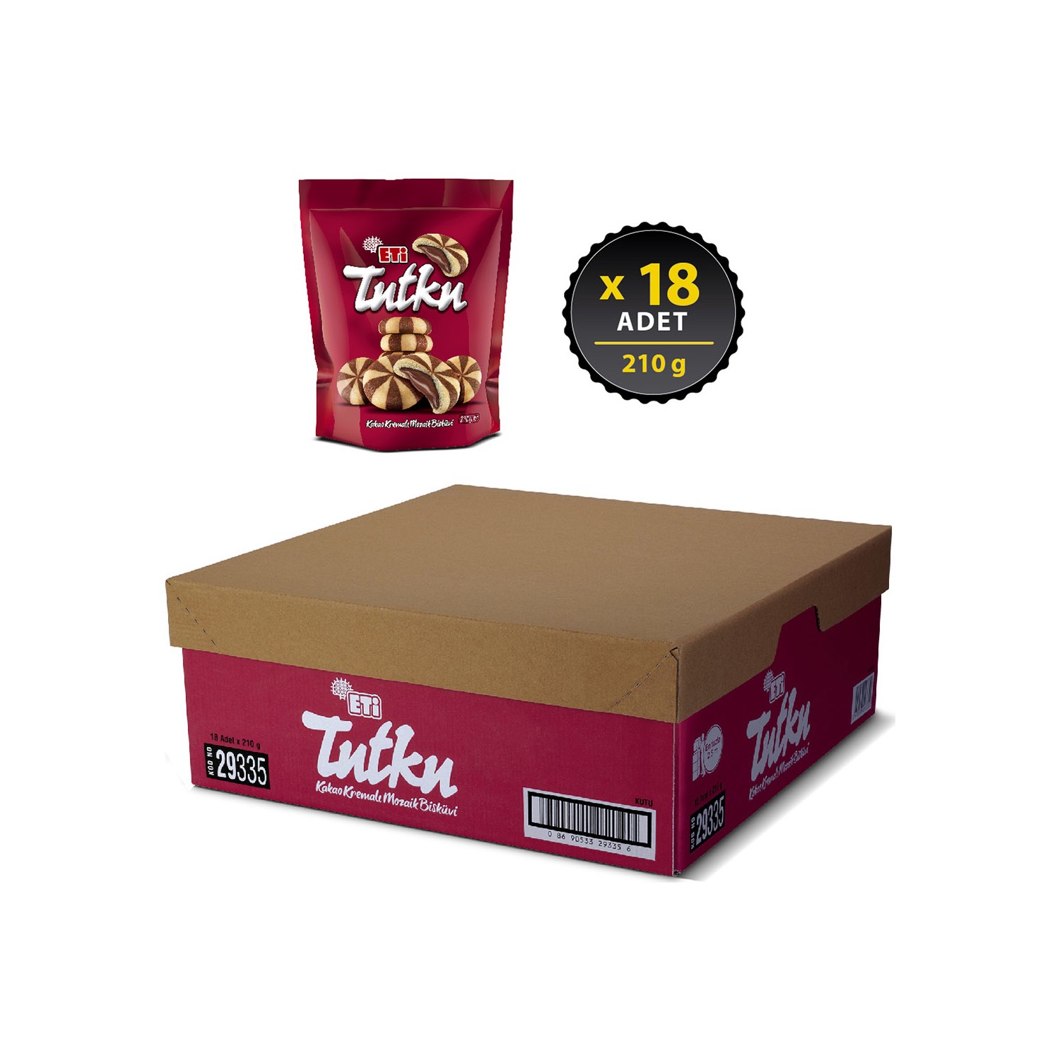 Eti Tutku Torba Kakao Kremali Mozaik Bisküvi 210 g x 18 Adet Fiyatı