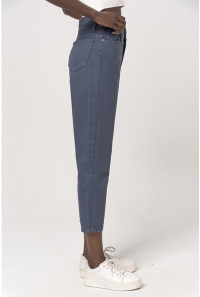 Coral Mom Fit Pamuklu Pantolon Lacivert