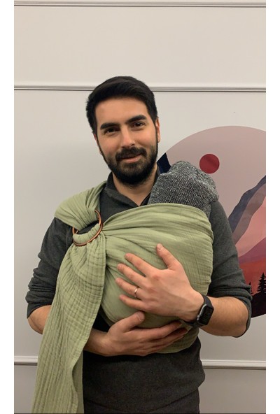 4 Kat Müslin %100 Pamuk Halka Sling Olive Green