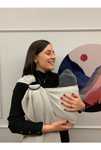 4 Kat Müslin %100 Pamuk Halka Sling Antique Grey