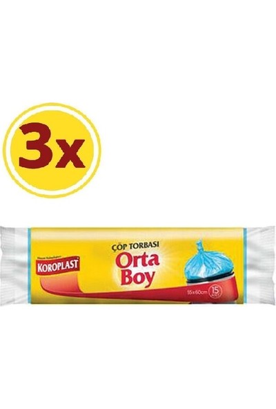 Koroplast Orta Boy Çöp Torbası 15'li x 3