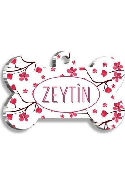 Pet Tag Art Kiraz Ağacı Kemik Şekilli Köpek Künyesi