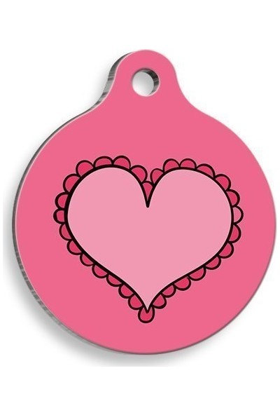 Pet Tag Art Fırfırlı Kalp Yuvarlak Kedi ve Köpek Künyesi