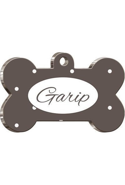 Pet Tag Art Gri-Siyah Kemik Şekilli Köpek Künyesi