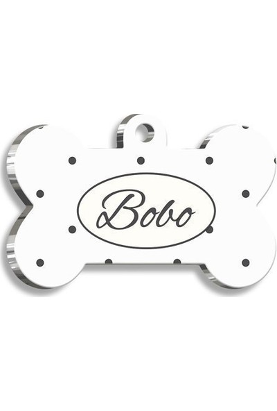 Pet Tag Art Black Dots Kemik Şekilli Köpek Künyesi