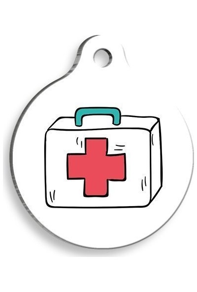 Pet Tag Art Medikal Çanta Beyaz Yuvarlak Kedi ve Köpek Künyesi
