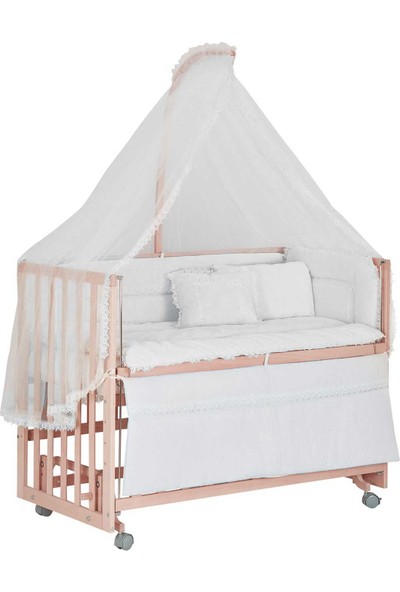Babycom Anne Yanı Naturel Tekerlekli 60 x 120 cm Ahşap Beşik + Beyaz Uyku Seti Babycom Anne Yanı Naturel Tekerlekli 60 x 120 cm Ahşap Beşik + Beyaz Uyku Seti
