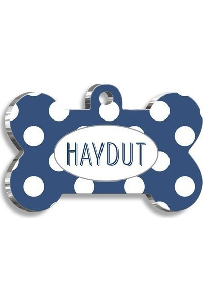 Pet Tag Art Açık Mavi Puantiyeli Kemik Şekilli Köpek Künyesi