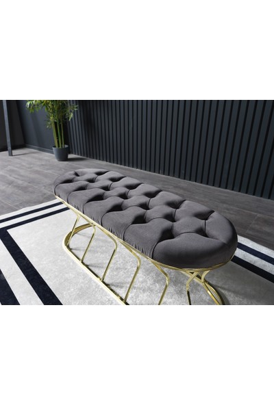 Ressahome Nova Gold Kaplama Metal PUF-BENCH-120 cm