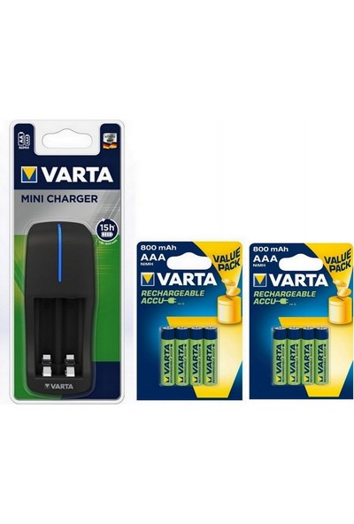 Varta Mini 2li Şarj Cihazı + 8*800 Mah Aaa Şarj Edilebilir Pil