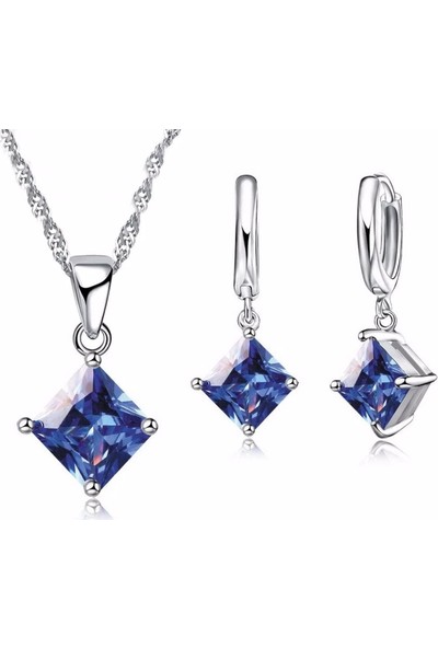 Lila Hediyelik Eşya Gümüş Kaplama Kolye Küpe Seti