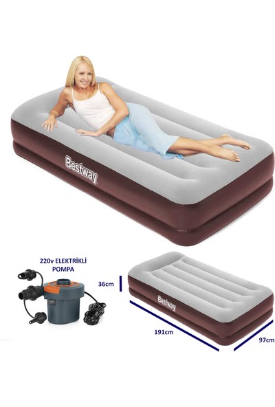 Bestway Şişme Yatak Tek Kişilik + Elektrikli Pompa Seti bw125