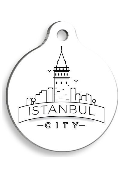 Pet Tag Art Galata Kulesi 2 Yuvarlak Kedi ve Köpek Künyesi Pet Tag Art Galata Kulesi 2 Yuvarlak Kedi ve Köpek Künyesi