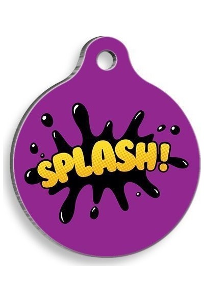 Pet Tag Art Splash Yuvarlak Kedi ve Köpek Künyesi