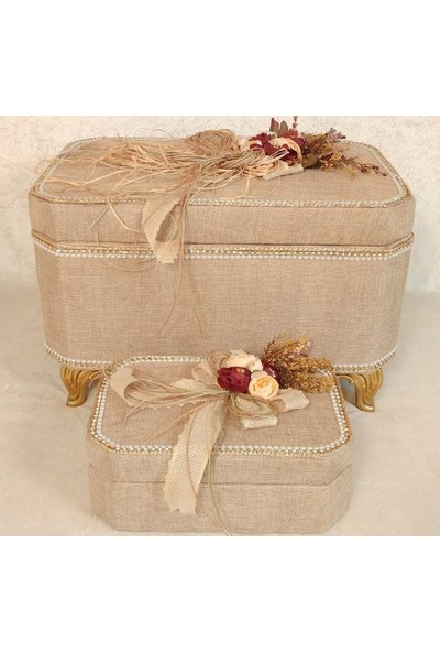 Çeyiz Diyarı Hasır 2'li Çeyiz Sandığı Ekru