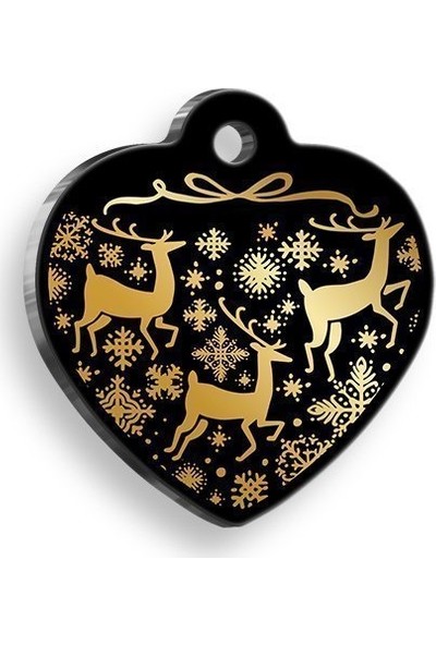 Pet Tag Art Christmas Serisi Blacked Kalp Kedi ve Köpek Künyesi